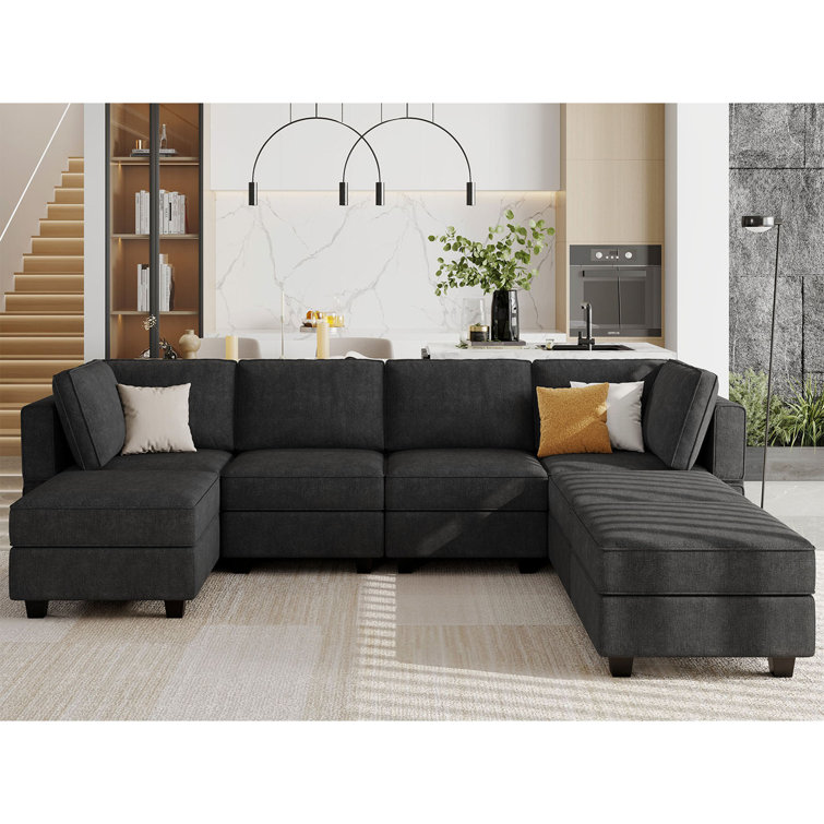 Latitude Run Jinnah 7 Piece Upholstered Reclining Sectional Reviews Wayfair